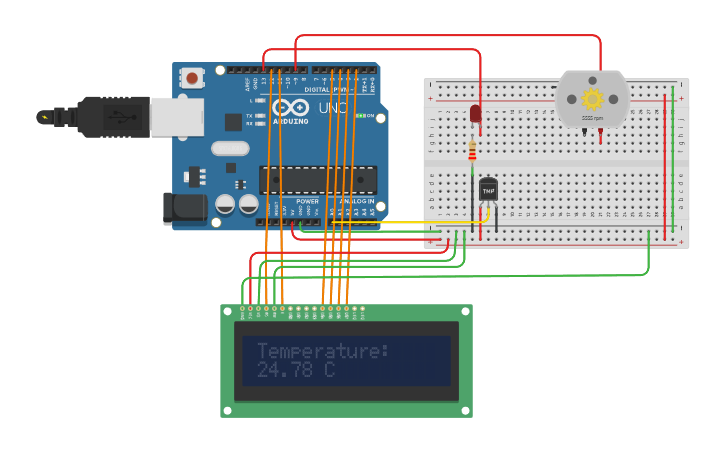 Circuit design Arduino Air conditioning System - Tinkercad