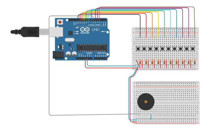 Circuit design ПИАНИНО - Tinkercad