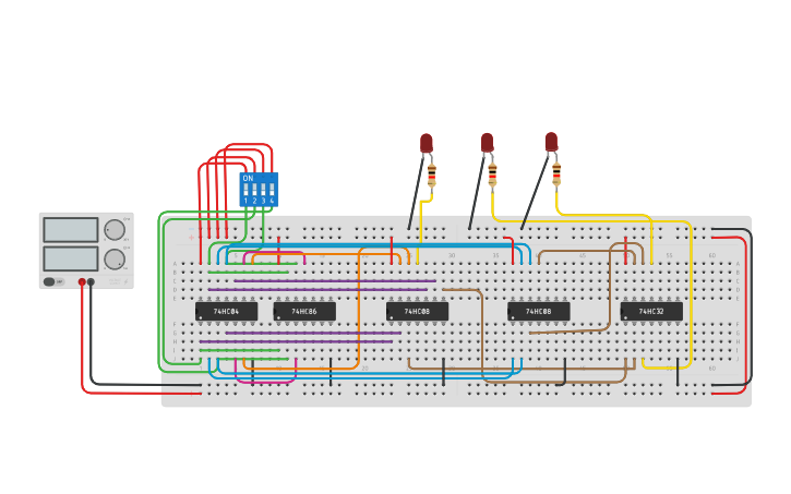 Circuit design 2 BIT COMPARATOR - Tinkercad