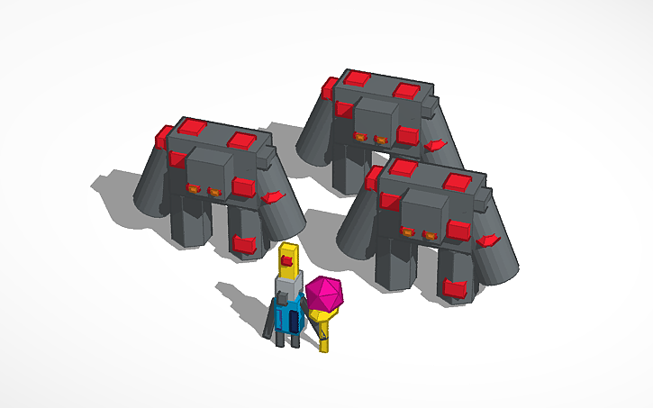 3D design redstone golem army with arch illager - Tinkercad