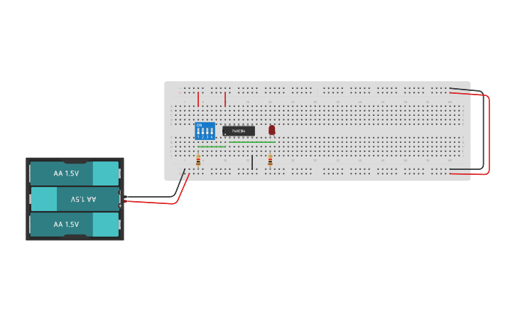 Circuit design Compuerta logica noT - Tinkercad