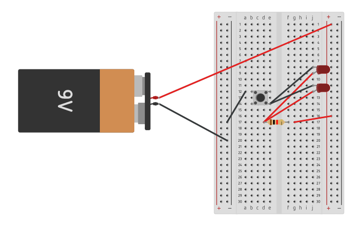 Circuit design 2 LEDs | Tinkercad