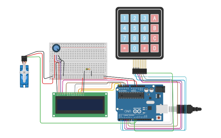 Circuit design Keypad Lock - Tinkercad