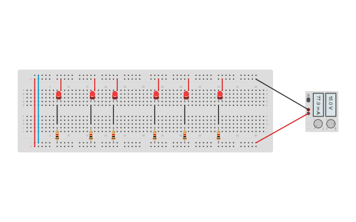Circuit Design Encender 6 Leds Tinkercad