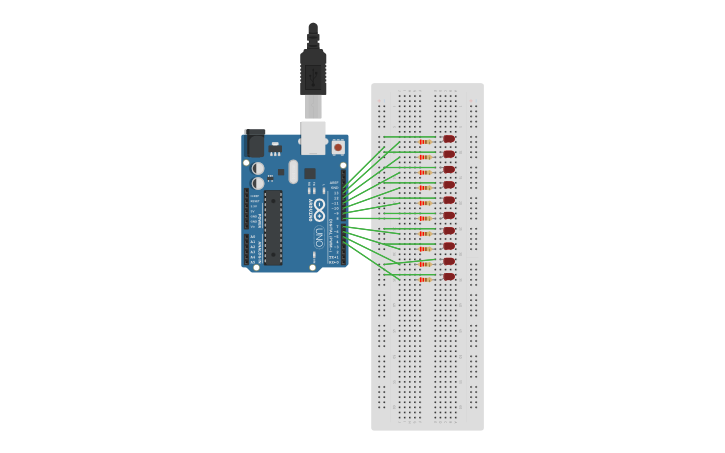 Circuit design LED Chase Effect | Tinkercad Circuit design LED Chase Effect | Tinkercad
