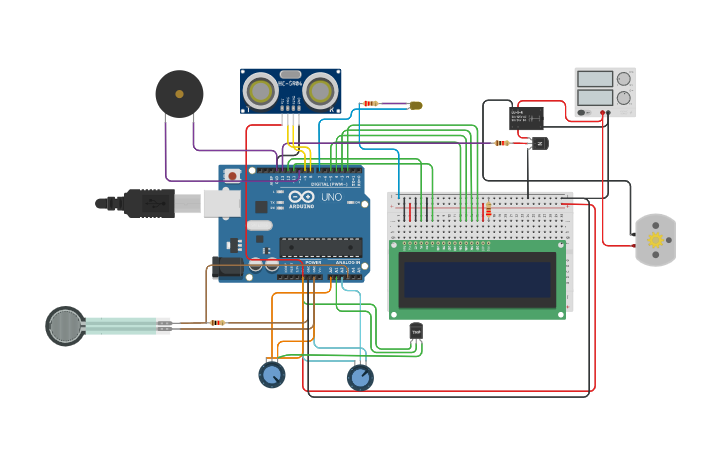 Circuit design Automatic watering system for plants - Tinkercad