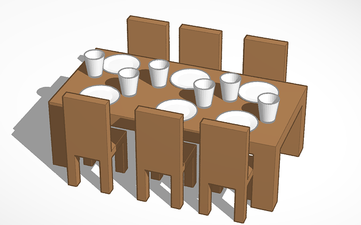 3D design set-up dining table - Tinkercad