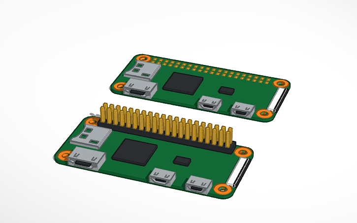 3D design Raspberry Pi Zero W male and female GPIO - Tinkercad