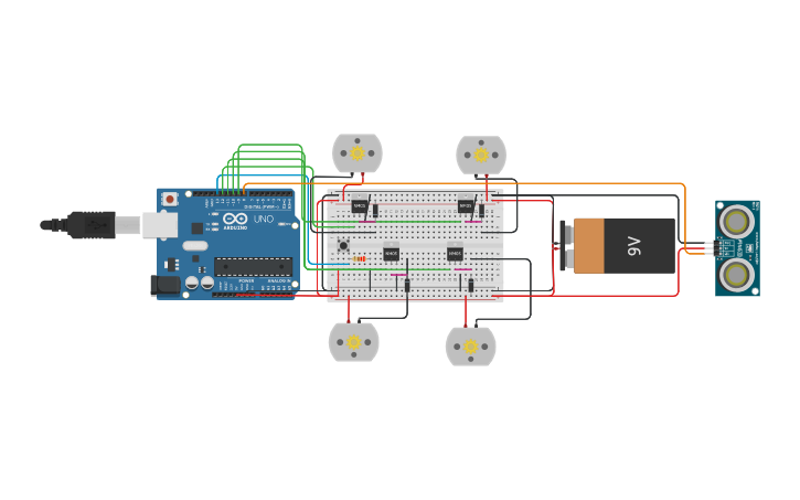 Circuit design Proyecto de Carro - Tinkercad