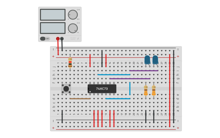 Circuit Design 2 Bit Binary Counter Tinkercad
