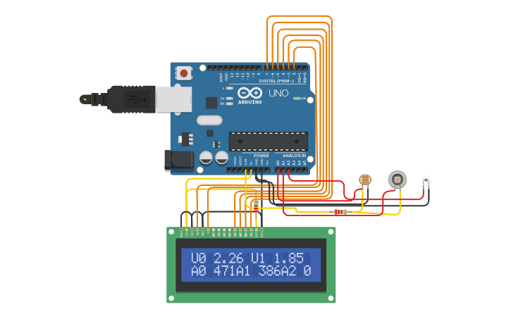 Circuit Design 3 датчика Tinkercad