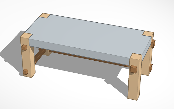 3D design Wooden Table - Tinkercad