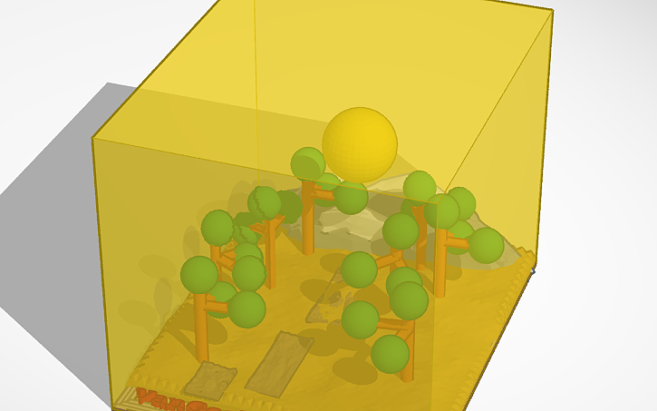 3D design Olive Trees With Yellow Sky and Sun-Van Gogh - Tinkercad