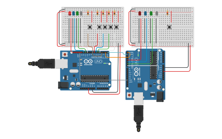Circuit Design Copy Of 4 Buttons 4 Leds Tinkercad