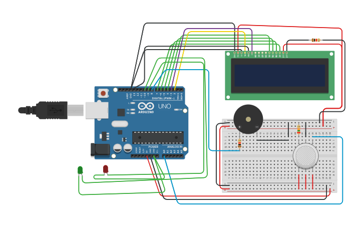 Circuit design Air Pollution Detector By Team 13 - Tinkercad