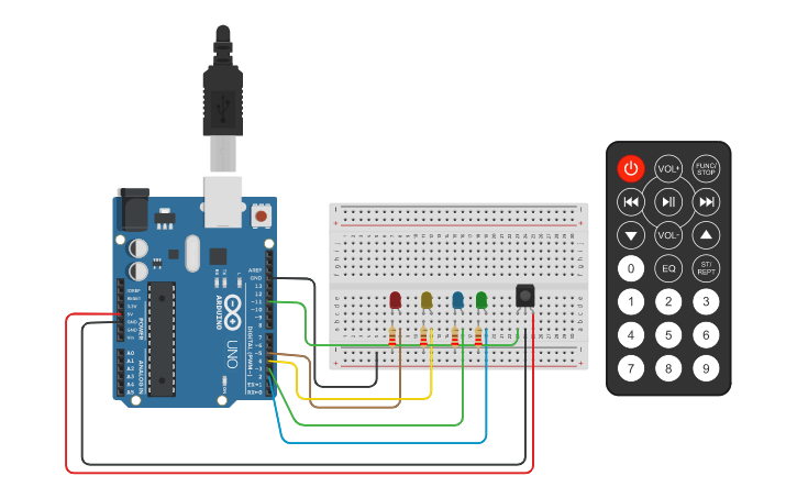 Circuit design Controlling an LED with an IR remote - Tinkercad