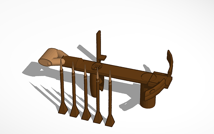 3D design rubber band crossbow - Tinkercad