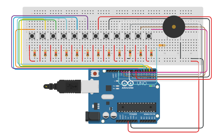 Circuit design Piano - Tinkercad