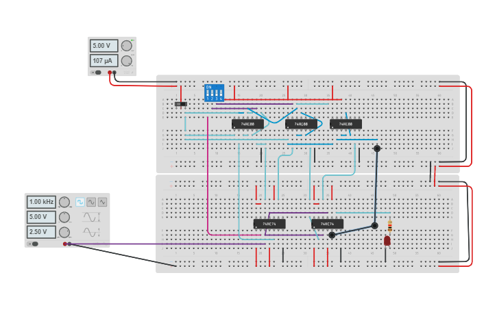 Circuit design PISO | Tinkercad