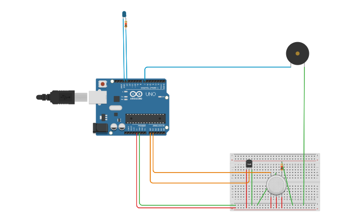 Circuit design Fire Alarm System | Tinkercad