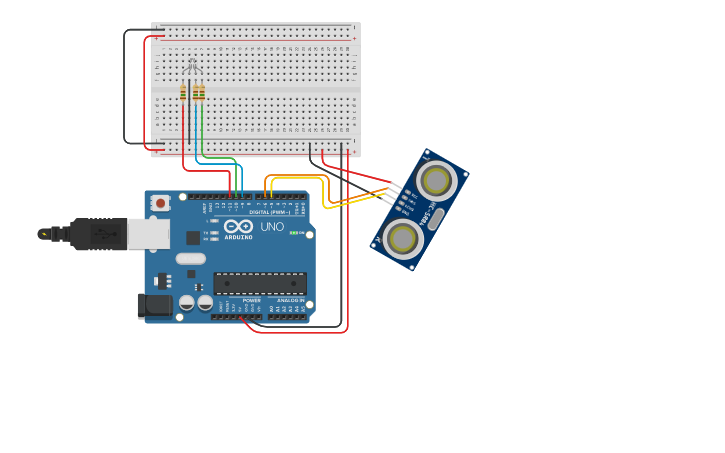 Circuit design Sensor ultrasonico | Tinkercad