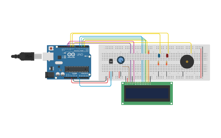 Circuit design Temperature Detection using TMP36 - Plaruman - Tinkercad