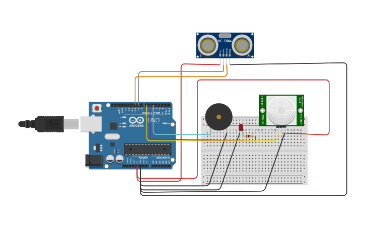 Circuit Design Social Distancing Sensor Tinkercad