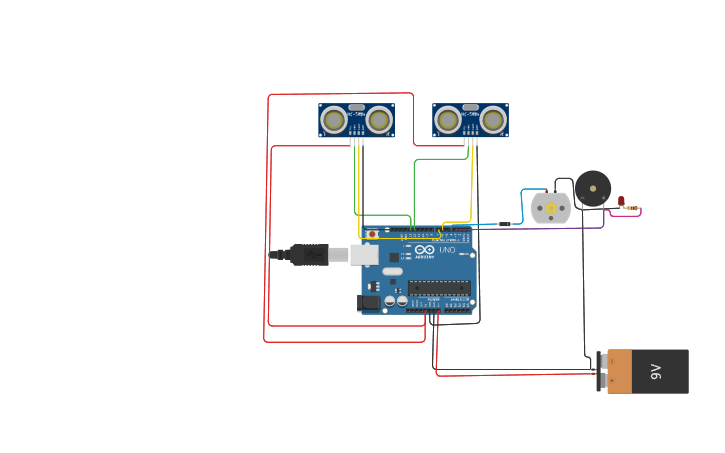 Circuit design blind stick diagram | Tinkercad