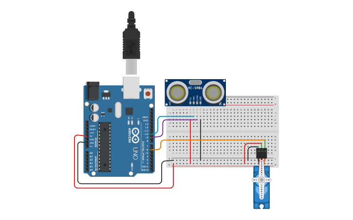 Circuit design Smart Dustbin - Tinkercad