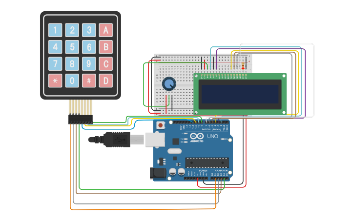 Circuit design Teclado - Arduino - Tinkercad