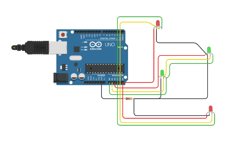 Circuit design Traffic Lights System | Tinkercad