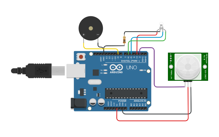 Circuit design IR sensor Light - Tinkercad