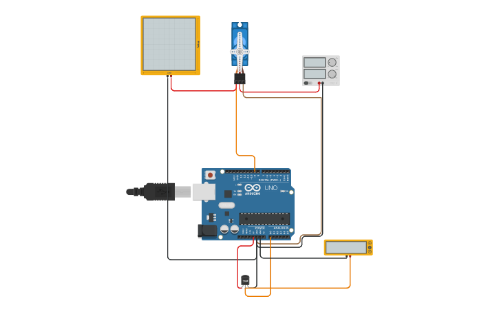 Circuit design PWM servo motor temperatura - Tinkercad