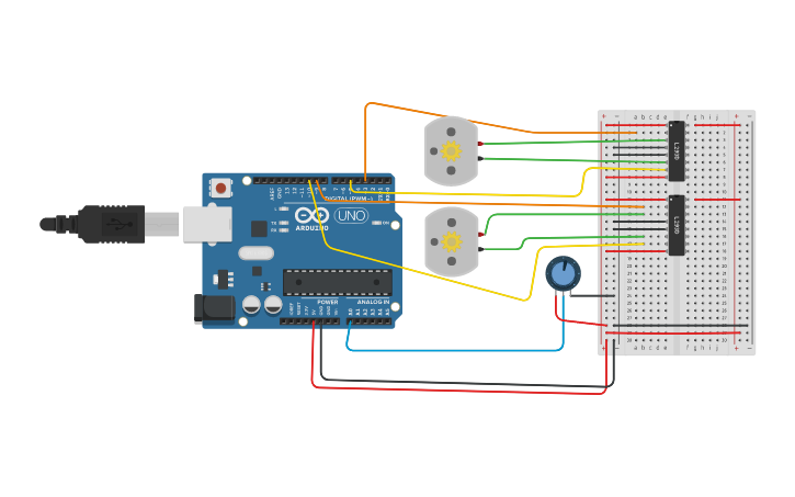 Circuit design remote controlled robot - Tinkercad