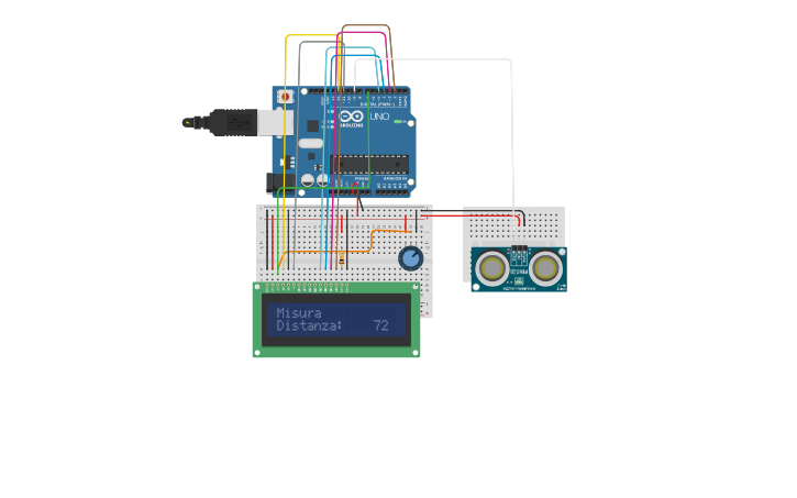 Circuit design Sensore di distanza - Tinkercad