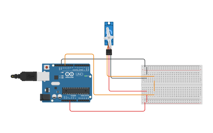 Circuit design Servo Motor Breadboard Isabell - Tinkercad