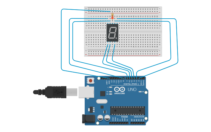 Circuit design Display de 7 Segmentos - Tinkercad