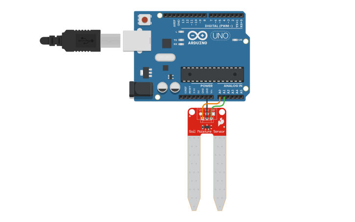 Circuit design Soil Moisture - Tinkercad