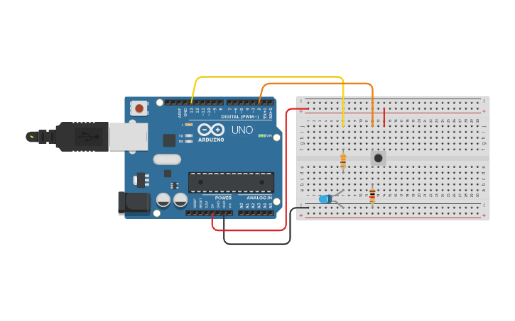 Circuit design NOT Logic - Tinkercad