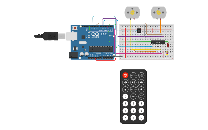 Circuit design Arduino IR Robot | Tinkercad