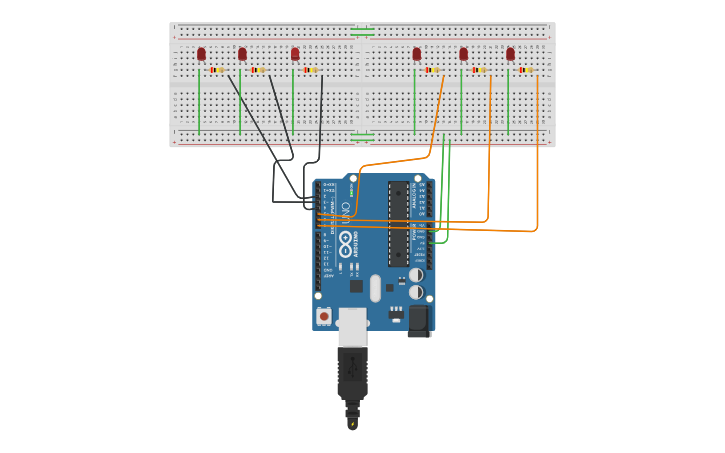 Circuit design ENCENDER 6 LEDS - Tinkercad