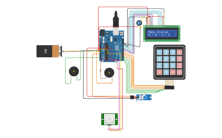 Circuit design LB7-SENSOR DE PRESENÇA | Tinkercad Circuit design LB7-SENSOR DE PRESENÇA | Tinkercad