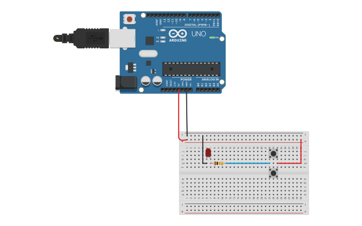 Circuit design led with two switch - Tinkercad