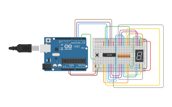 Circuit design Interrupt 7 Segment Display - Tinkercad