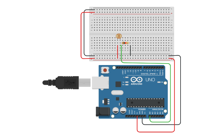 Circuit design Using Photoresistor - Tinkercad
