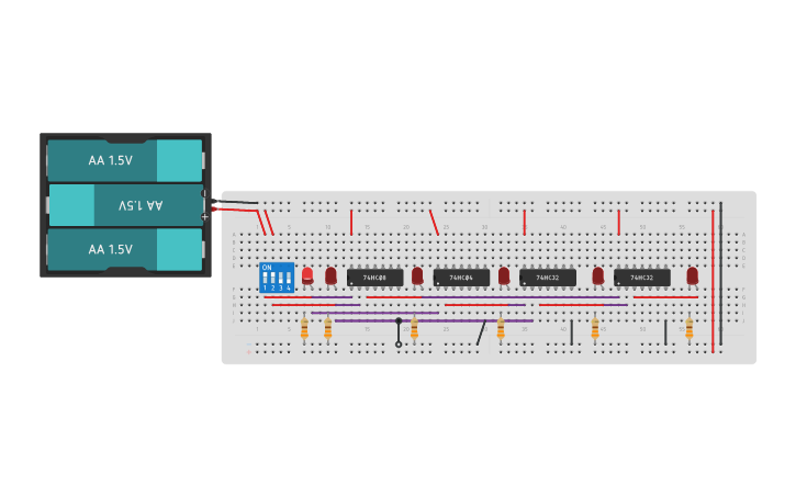 Circuit design Circuito con 4 compuertas - Tinkercad