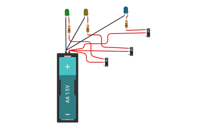 Circuit design Encender 3 Leds - José Cruz | Tinkercad
