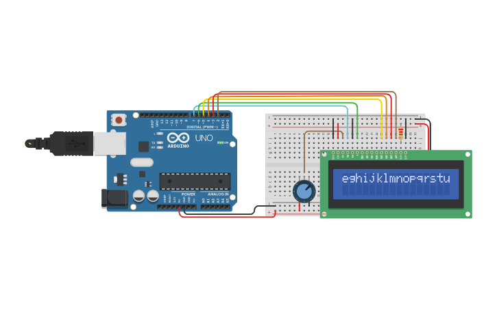 Circuit design LCD LAB Texto - Tinkercad