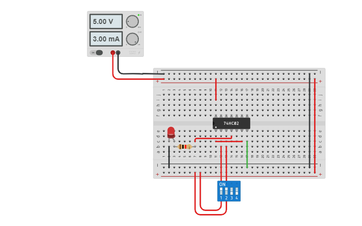 Circuit design OR GATE USING NOR GATE - Tinkercad