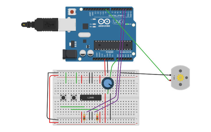 Circuit design MOTOR DC - Tinkercad